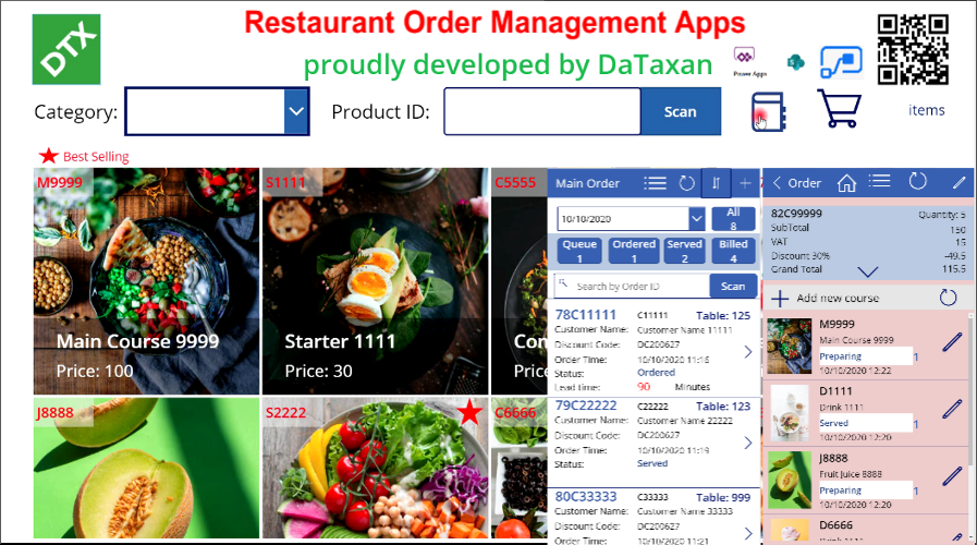 Bar / Restaurant Order Management Apps (built with Power Apps, Power ...